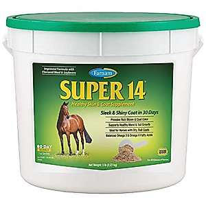 Farnam Super 14 Healthy Skin & Coat Supplement for Horses, Keeps Coats Shiny & Gleaming Year-Round 5 Pound, 80 Day Supply
