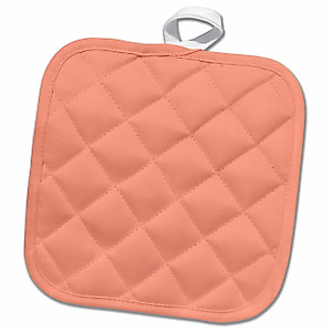 3D Rose Coral Orange-Salmon Pink-Peach Apricot-Plain Simple One Single Solid Color Pot Holder, 8 x 8
