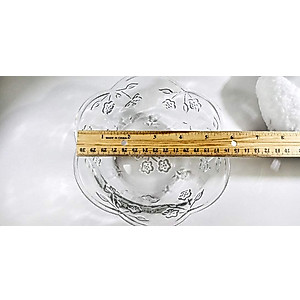 Fancy Molded Glass Dish and Medium Fleece Powder Puff for Dusting Powder 5 Inch Diameter