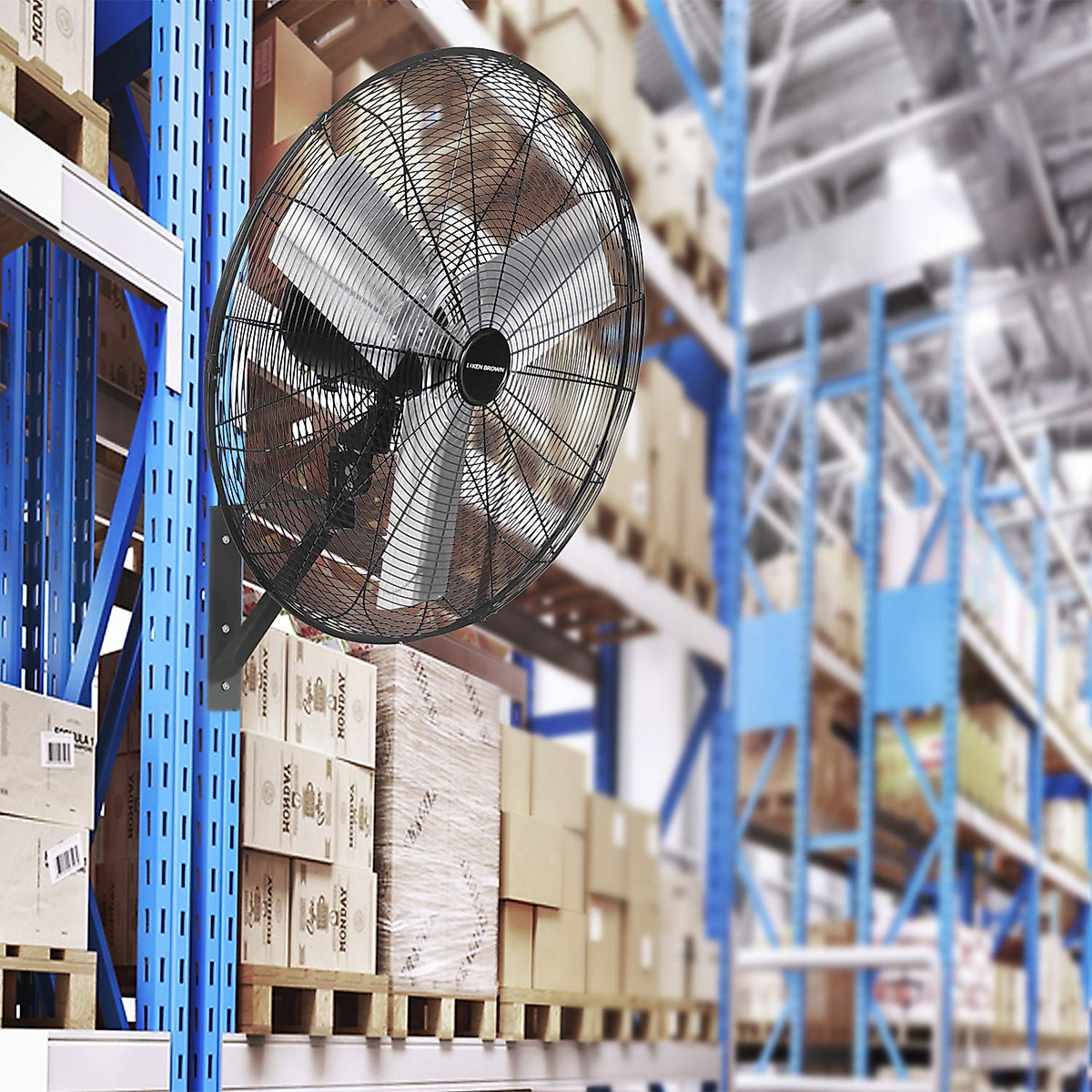 KEN BROWN 30 Inch Industrial Oscillating Wall Mount Fan 9500CFM,Heavy Duty Metal,High Velocity,2 Speed,Black