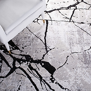 SAFAVIEH Amelia Collection Area Rug - 8' x 10', Grey & Black, Modern Abstract Design, Non-Shedding & Easy Care, Ideal for High Traffic Areas in Living Room, Bedroom (ALA293K)