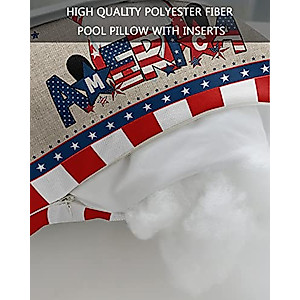 Recliner Head Pillow Ledge Loungers Chair Pillows with Insert Independence Day American Flag Pentagram Gnome Red White Stripes Border Lumbar Pillow with Adjustable Strap Patio Cushion, 2 PCS