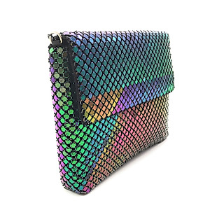 Frewahmesh X-Small Women clutch metal mesh evening purse bag for Cocktail Party Prom Wedding Banquet (Multi color