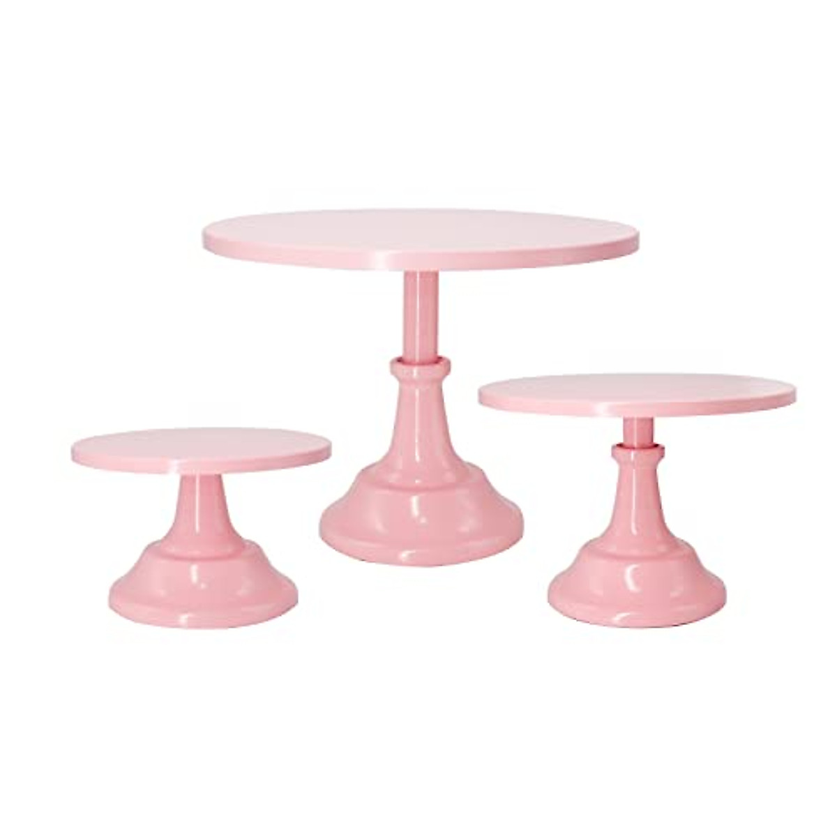 3-Set Round Cake Stand Metal Dessert Cupcake Candy Display for Weddings, Birthday Party, Baby Shower, Anniversary（Pink）