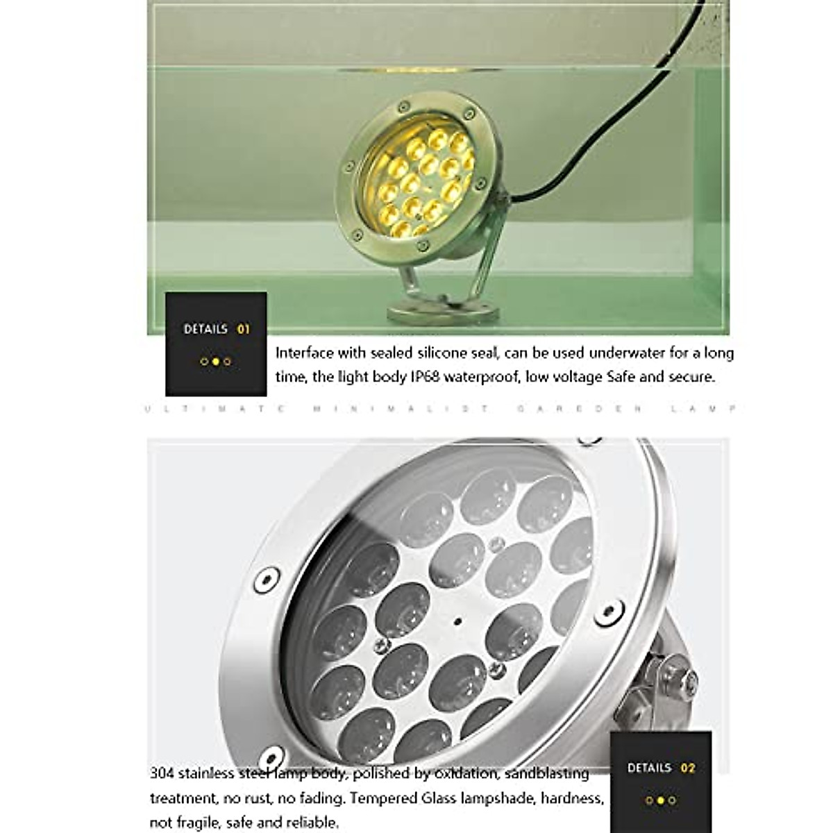 TWXG Colored with Remote Pool Light IP68 Waterproof Stainless Steel Underwater Lights Submersible Night Lamp DC 12V 24V Outdoor Garden Swimming Pool Fountain Lights