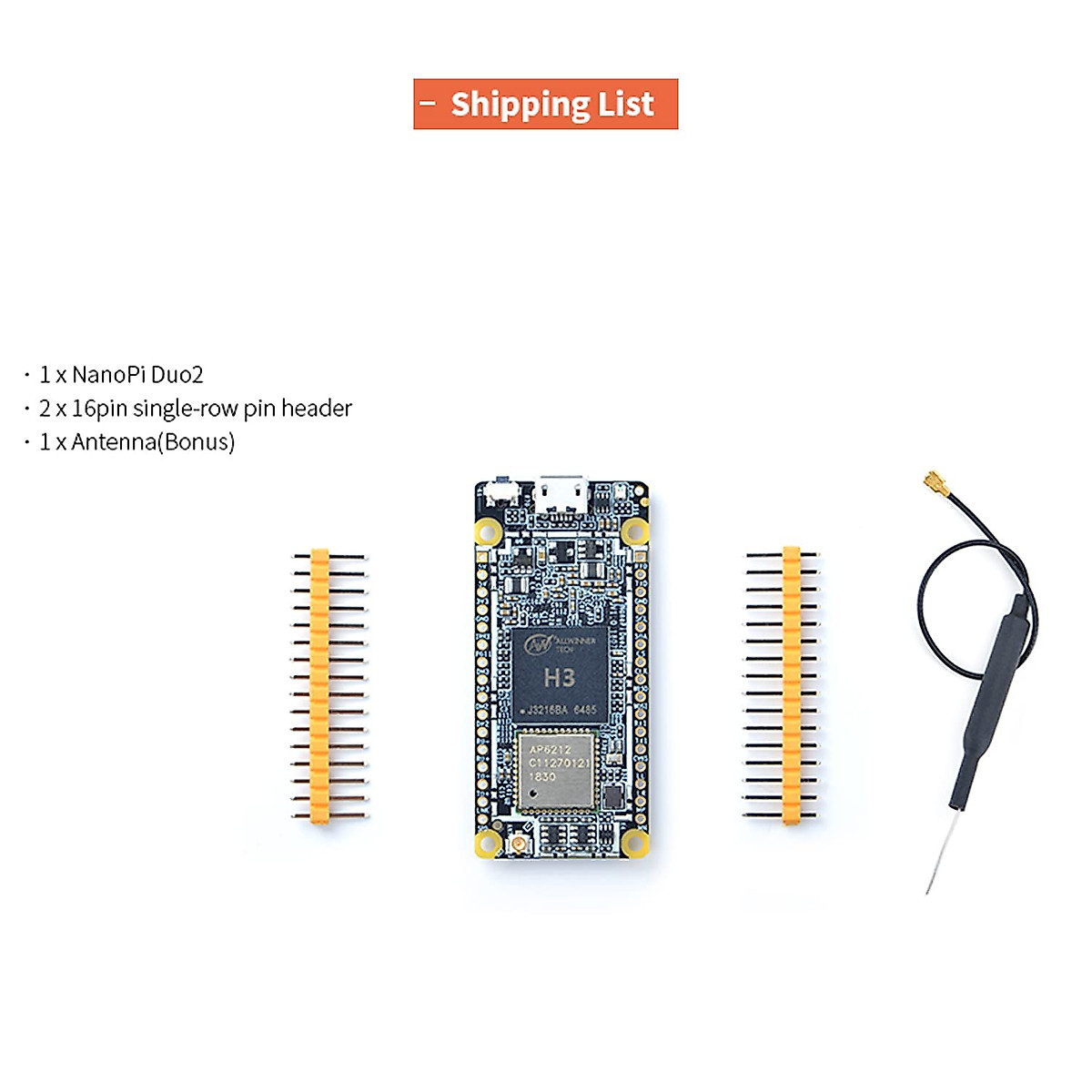 NanoPi Duo2 Open Source Allwinner H3 Quad-core Cortex-A7 1.2GHz Single Board Computer with DDR3 512M RAM Onboard WiFi Bluetooth Module Support WiringNP Python for IOT Application Development
