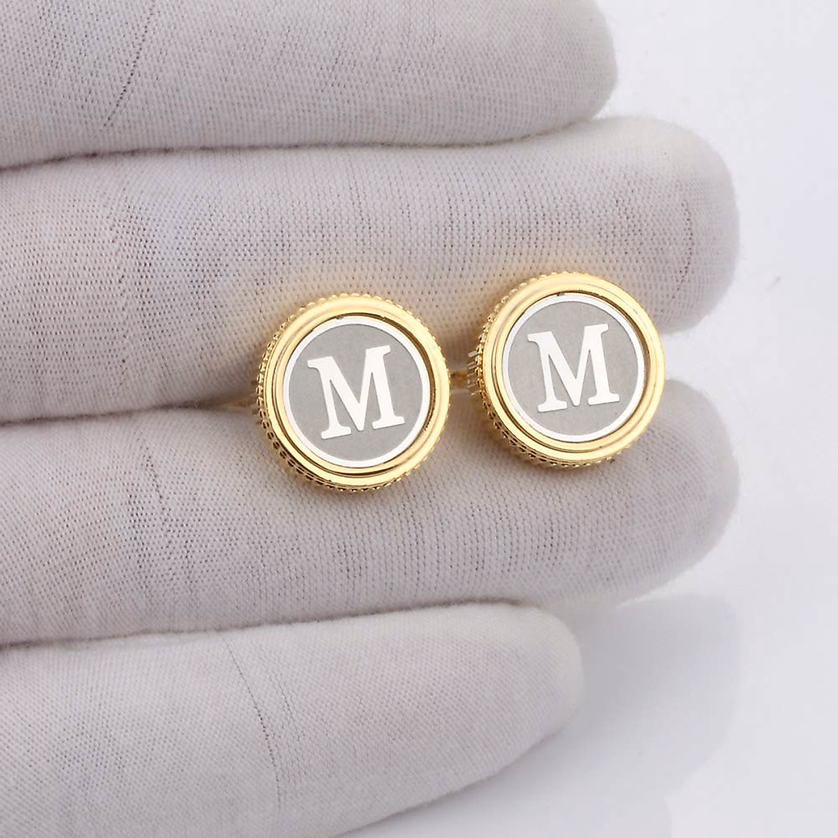 GWD Mens Cufflinks Tie clips set Set Shirt Classic Initials Alphabet A-Z Gift Box ((Cufflinks Tie Clip Set) M)