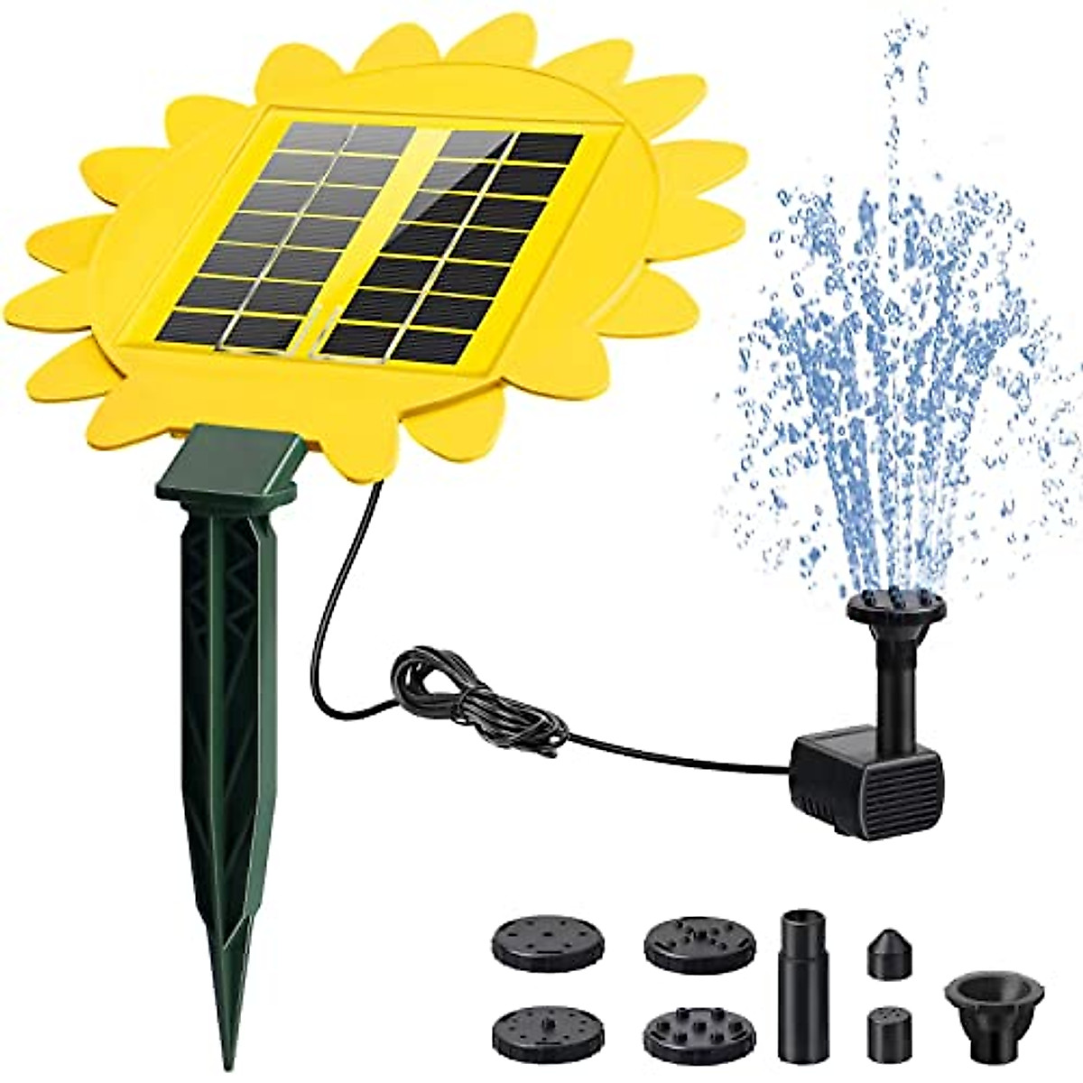 GESAIL Solar Fountain Pump, Unique Design Easy Installation Strong Pump Power 6 Spray Modes Solar Powered Fountain for Garden Decoration, Small Ponds, Pool, Fish Tank, Outdoor, Bird Bath