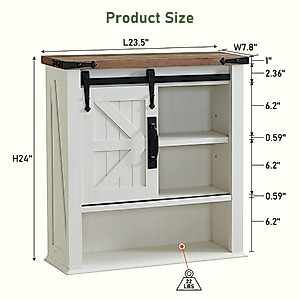 OKD Bathroom Wall Cabinet, Farmhouse Medicine Cabinet with Sliding Barn Door & Adjustable Shelves, Storage Cabinet Wall Mounted for Bathroom, Kitchen, Rustic Oak with Antique White