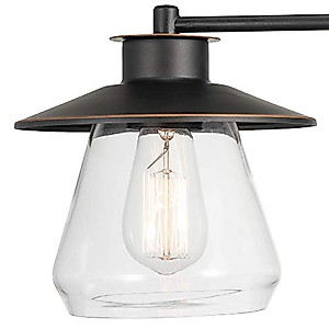 Globe Electric 51543 Nate 1-Light Plug-in or Hardwire Swing Arm Wall Sconce, Oil Rubbed Bronze, Clear Glass Shade, 6ft Black Fabric Covered Cord, Inline On/Off Rocker Switch