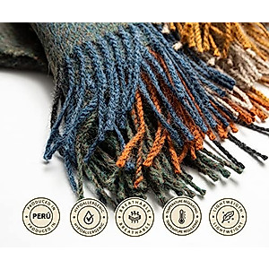 KHUSCO | 100% Alpaca Throw Blanket Serenity | 71" L x 51" W | Warm Peruvian Soft, Cozy, Hypoallergenic, Lightweight for Home and Travel | Blue Crayon