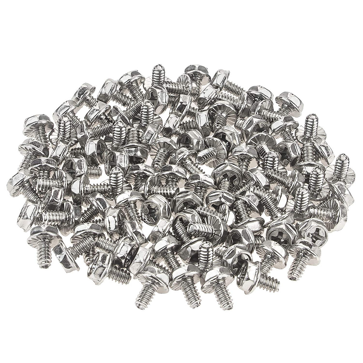 Favordrory Toothed Hex 6/32 Screw 6# -32Computer PC Case Hard Drive Motherboard Mounting Screws, 100 PCS
