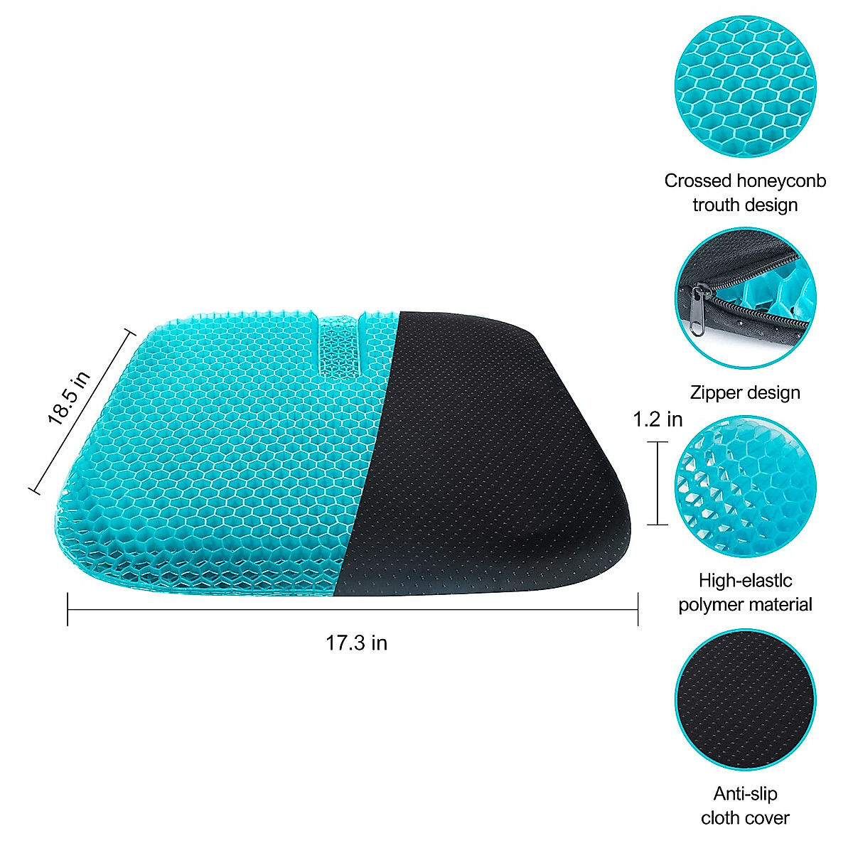 Gel Seat Cushion for Office Chair, Office Chair Cushion for Butt, Enhanced Double Honeycomb Seat Cushion, Help in Relieving Back Pain & Sciatica Pain, Non-Slip Cushion for The Car, Office, Wheelchair