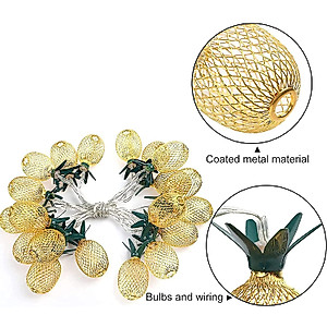 ZYPNB 20LED Solar String Lights Outdoor, 16ft Metal Pineapple Shape Solar Garden Light, Waterproof Solar Powered Hanging Light for Outdoor Garden Decoration Home Party Lamp
