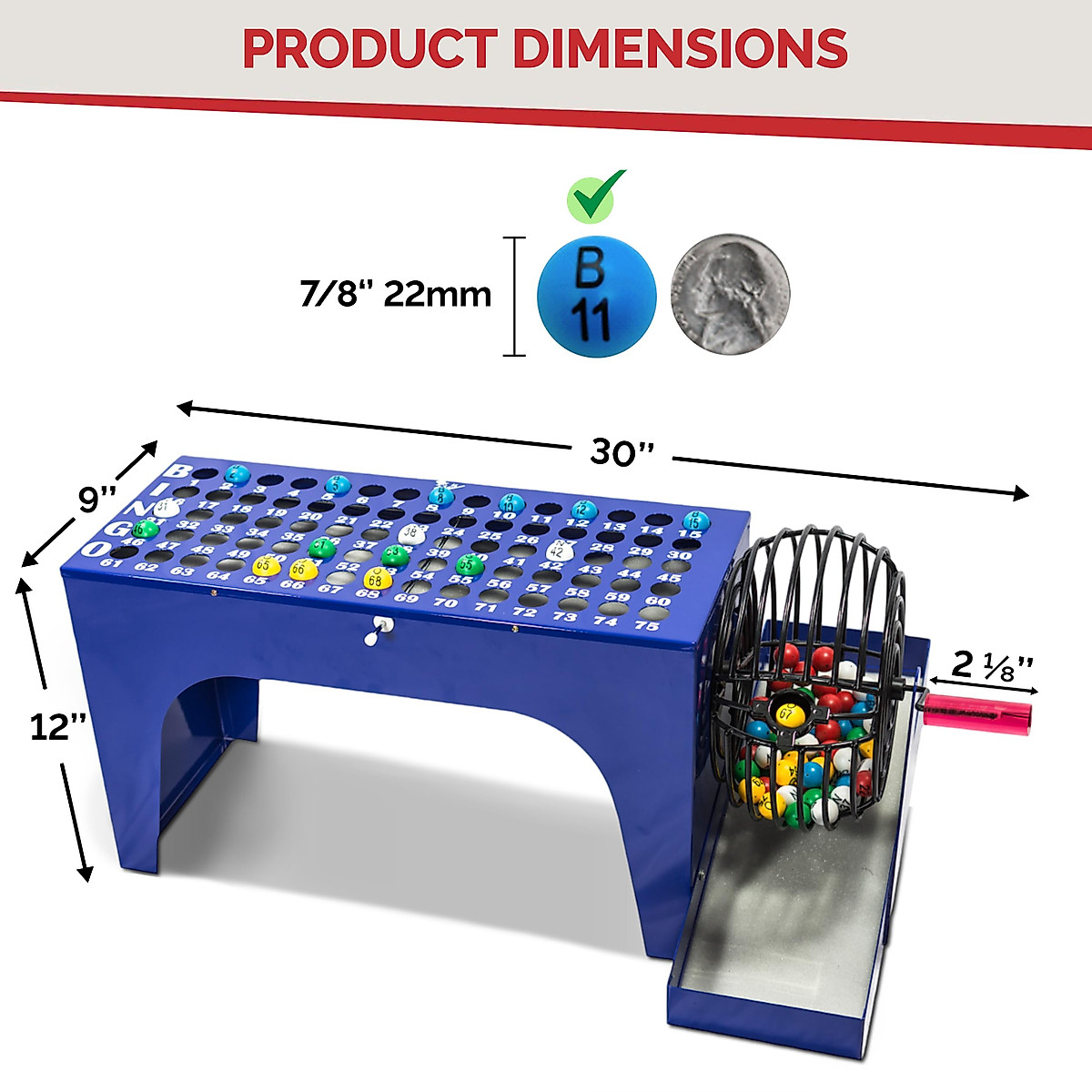 MR CHIPS Bingo Game Deluxe - Bingo Game Set with Cage, 7/8 Inch Bingo Balls and Bingo Master Board | All-in-One Table Top Professional Bingo Game Machine