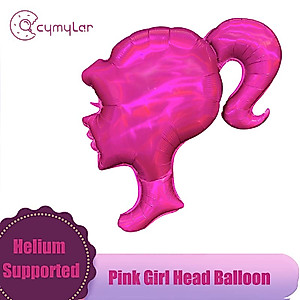 CYMYLAR Pink Girls Head Balloons 3Pcs 28 INCH Hot Pink Doll Balloons Pink Princess Balloons for Birthday Party Decorations Doll Theme Birthday Party Decorations (hot pink)