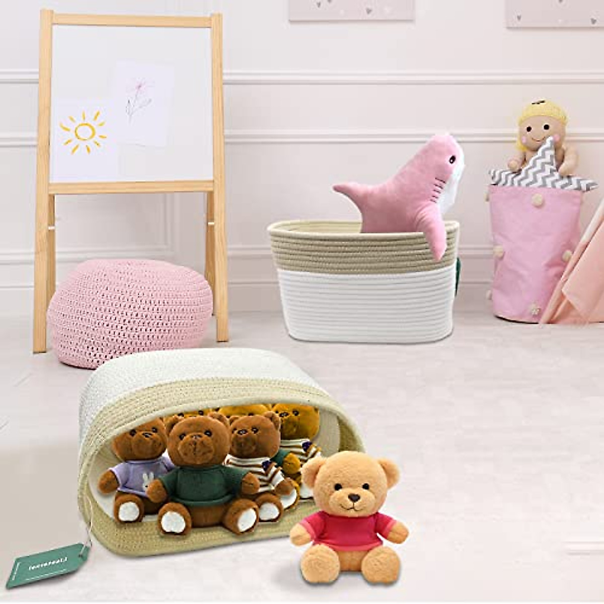 Liseternal Cotton Rope Woven Basket - Versatile Storage Solution for Home Organization - 20L Capacity