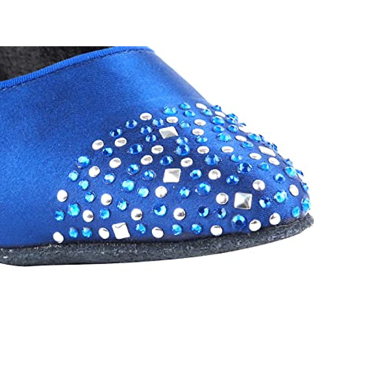 Very Fine Dancesport Shoes - Women Rhinestone Waltz, Tango, Ballroom Dance Shoes - SERA5501-2.5 inch Heel Close Toe (Blue Satin, Size 6)