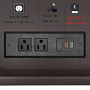 Lovitgo End Table with Power Outlet, Small Side Table with USB Ports & Fast Charging, Flip Top Nightstand with 2 Cup Holders & Fabric Drawer, Fabric Bag for Small Spaces,Living Room,Bedroom