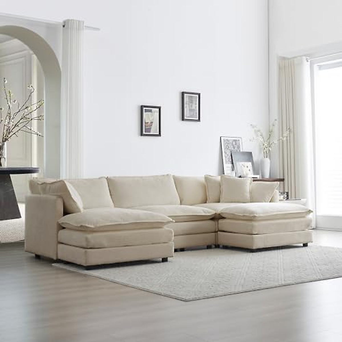 Oversized Modular Sectional Sofa Set,Extra Large U Shaped Convertible Couch with Reversible Chaise and Movable Ottoman,Free Combination Symmetrical Sofa&Couches Bed for Living Room Office