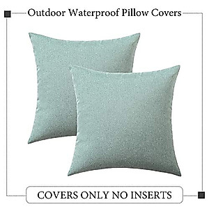 Woaboy Set of 2 Outdoor Waterproof Throw Pillow Covers Decorative Farmhouse Solid Cushion Cases for Spring Bed Sofa Couch Car Living Room Teal 16x16 inch