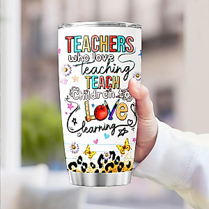 JENOIS Teachers Teaching Teach, Tumbler 20 Oz With Lid And Straw, Teacher Gifts, Appreciation Gift Tumblers Coffee Cups Pack For Steel Women Music Stainless