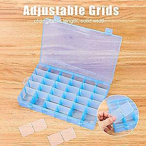 Emoly Plastic Jewelry Box Storage Organizer Container with Adjustable Dividers 36 Grids Blue