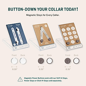 Silver Magnetic Power Buttons by Würkin Stiffs | Pack of 8 | Replacement Magnets for Power Stays | Magnets for Collar Stays in Storage Case | As Seen on Shark Tank