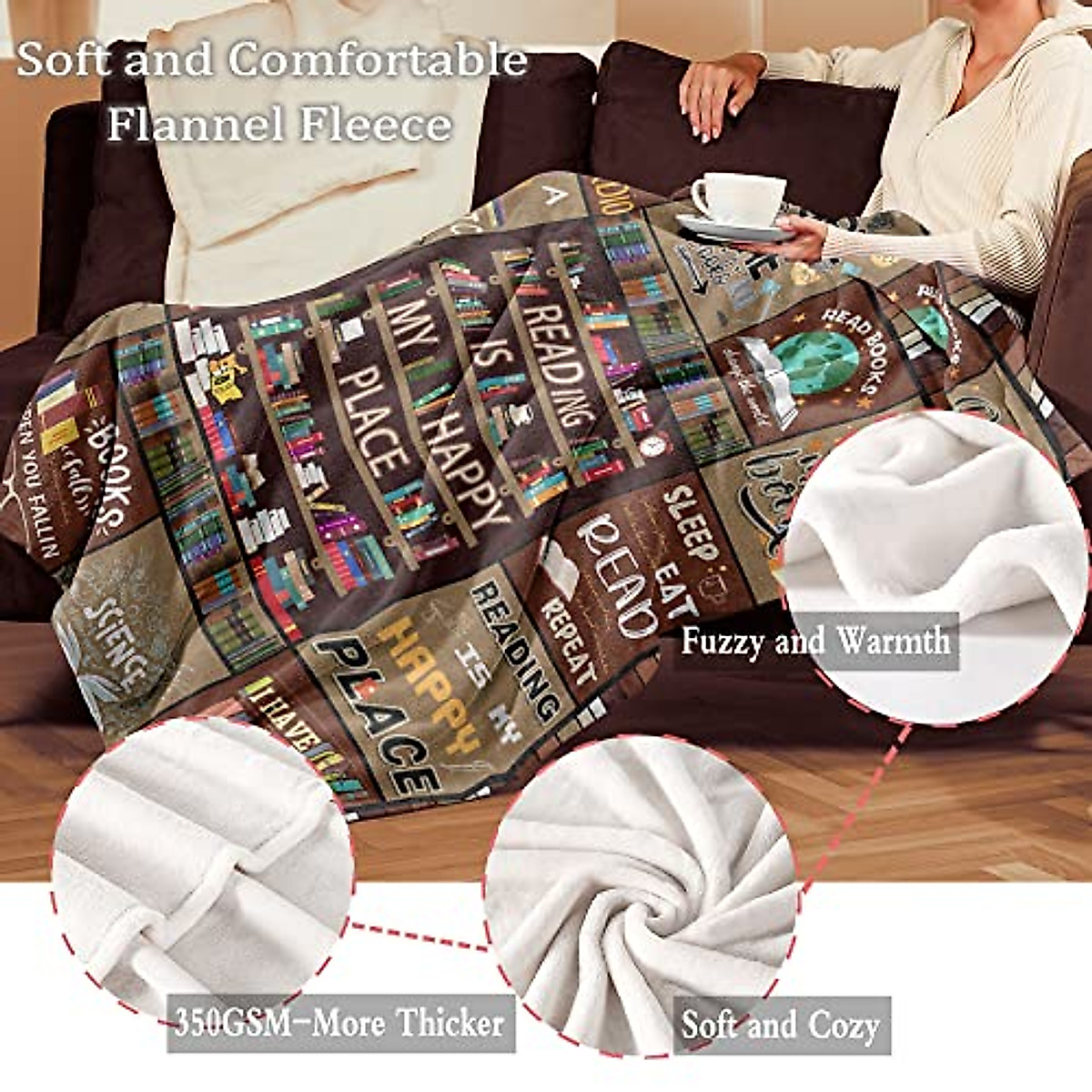 HSELOGI Book Lovers Gifts Blanket Librarian Gifts Throw Blanket Book Club Gifts for Women Reading Lover Bookish Literary Gifts Ideas Best Bookworm Gifts on Birthday Christmas Graduation 50"x60"