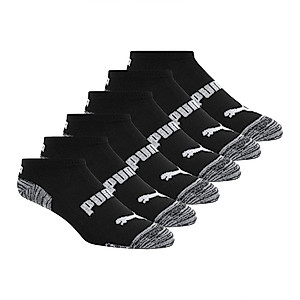 PUMA womens Low Cut 6 Pack No Show Socks, Black/Grey, 9 11 US