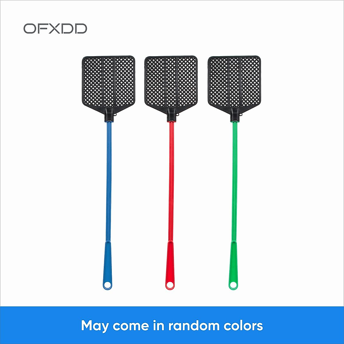 Rubber Fly Swatter, Long Fly Swatter Pack Pest Control, Fly Swatter Heavy Duty, Assorted Colors Beautiful (3 Pack)