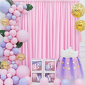 Pink Backdrop Curtain 2 Panels for Wedding Birthday Party Decoration Photography Props Baby Shower Engagement Graduation Prom Dessert Table Photo Booth Drapes 5 ft * 7 ft