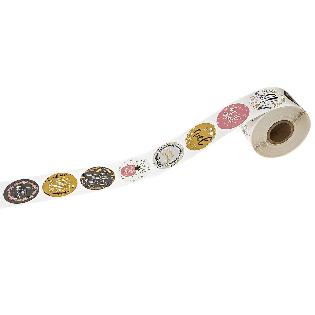 Grey Mustard Pink Christmas Stickers / 500 Modern Holiday Labels / 1.5" Winter Envelope Seals / 8 Alternating Festive Designs/Made in The USA