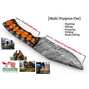 Handmade Damascus Hunting Knife with Beautiful Pakkawood Handle for Survival and Camping 9 Inch Fixed Blade Damascus Steel Knife with Sheath for Men