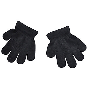 BaiX Toddler Winter Knitted Writing Gloves, Black - 1-3 Years