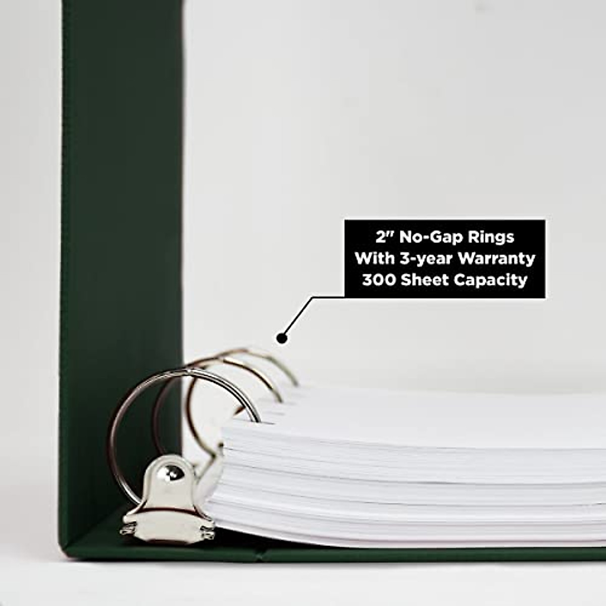 Carstens 2-Inch Heavy Duty 3-Ring Binder - Side Opening, Forest Green, Durable Plastic, Precision No-Gap Rings, Waterproof Covers, No Pockets, Holds 300 Letter Sheets, BPA-Free, Made in USA (5820-3R)