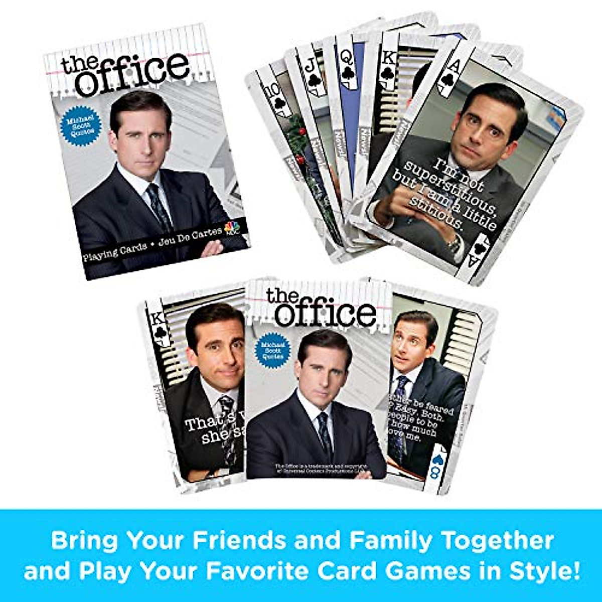 AQUARIUS The Office Michael Quotes Playing Cards - Michael Themed Deck of Cards for Your Favorite Card Games - Officially Licensed The Office Merchandise & Collectibles