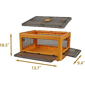 Storage Bins With Lids Folding Containers Plastic Underbed Wheels Foldable Toy Box Organization Closet Drawers Stackable Cubes Collapsible Clear(Yellow)