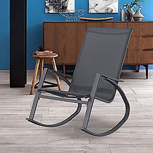 Sigtua Rocking Chair Outdoor Casual, Patio Rocker Chair Textilene, 350 lbs Capacity, Retro Minimalist, UV-Resistant and Waterproof