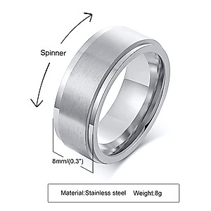 ForeverWill Minimalist Evil Eye Protection Spinner Ring - Stainless Steel Turkish Evileye Amulet Symblic Band Ring Necklace with Chain - Men Women's Evil Eye Talisman Jewelry, Size 7, Silver