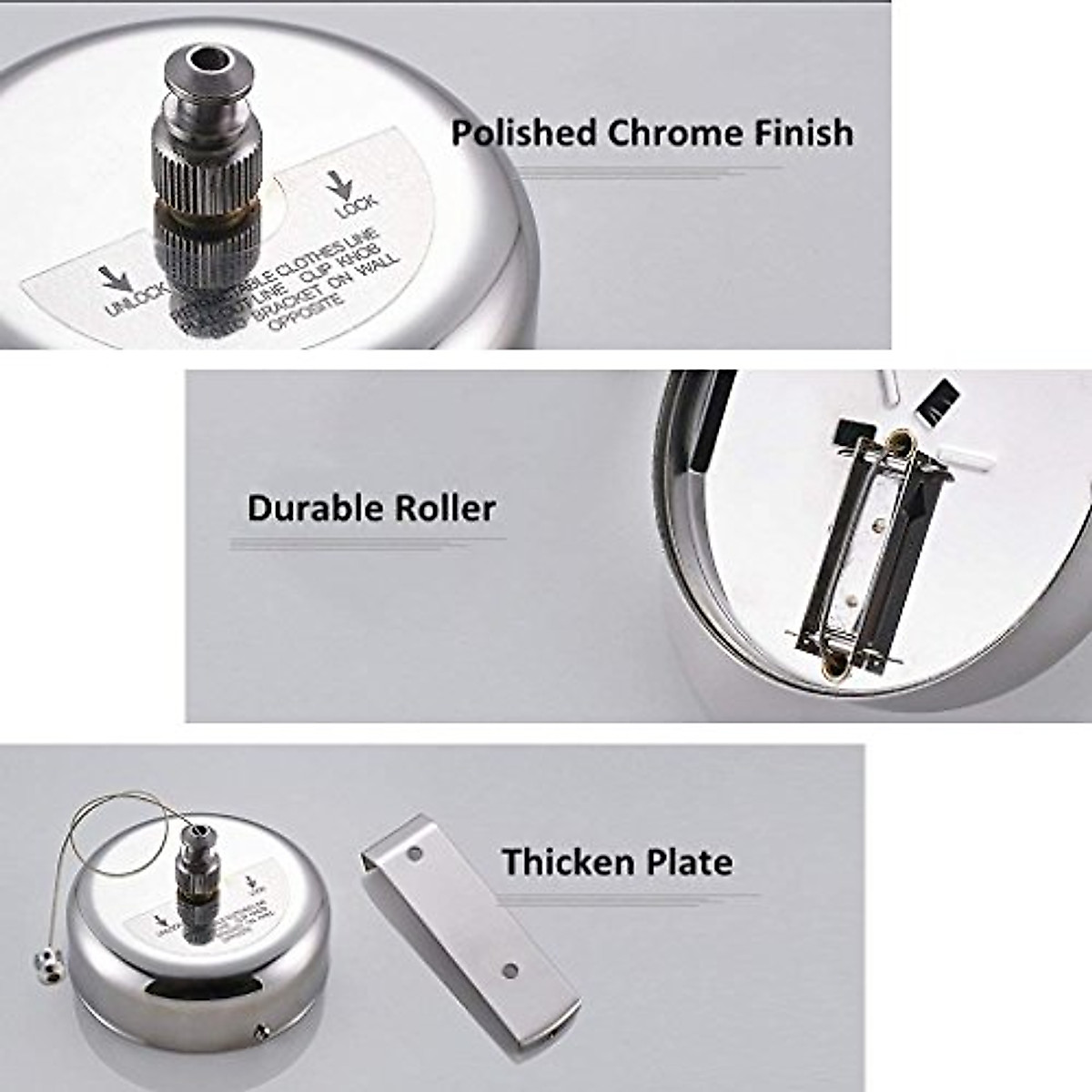 ITTA Round Retractable Clothesline with Adjustable Rope String Hotel Style Heavy Duty for Bathroom, Wall Mounted Laundry Drying Line for Shower, 9.3 Feets Indoor Clothes Line Washing Line