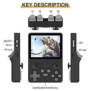 DECI Powkiddy RGB20S Handheld Game Console Built-in 15000 Games, 16G+64G 3.5 Inch IPS Handheld Emulator Video Game Console Retro Arcade for Kids Adults, Open Source Arkos System