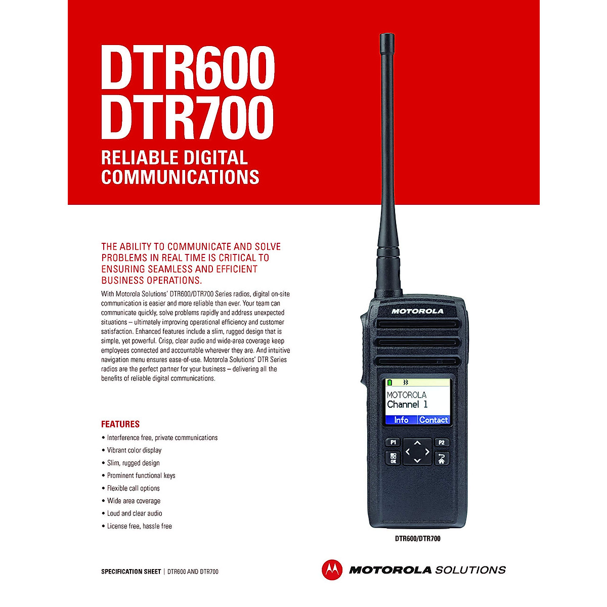 6 DTR600 Digital 900 MHz. License Free Digital Two-Way Business Radios with Display, 6 HKLN4604 Swivel Earpieces & 1 PMPN4465 6 Radio Charger by Motorola Solutions - Intended for Business Use