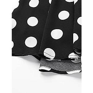 Choies Women Pleated Vintage Skirt Polka Dot Pleated Skater Midi Skirt Summer Skirt L