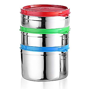 Signoraware Stainless Steel Containers Set | Eco Friendly Storage Canisters | Modern Airtight Keeper for Tea, Sugar, Snacks, Condiments, Flour, Coffee, Leftovers | 3 Pack (Combo size pack)