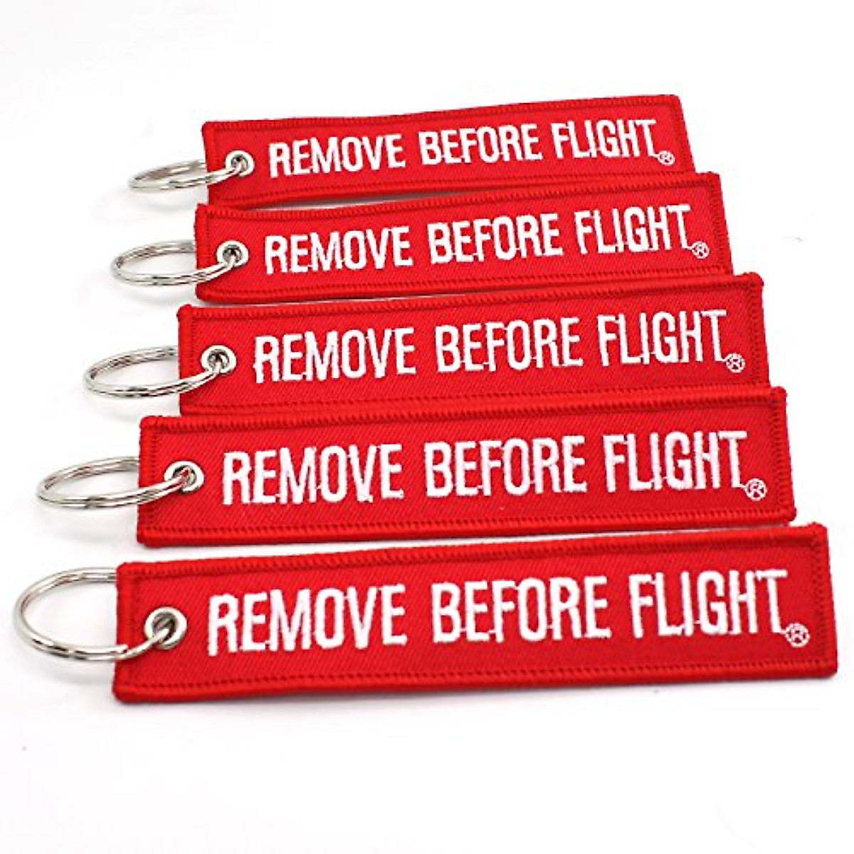 Rotary13B1 Remove Before Flight Key Chain - 5 Pack Red with White Letters