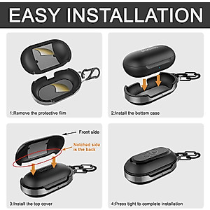 HALLEAST for Galaxy Buds Case Cover, Galaxy Buds+ Plus Carrying Case TPU Full Protective Skin with Keychain for Galaxy Buds Wireless 2019 2020 Earbuds Accessories, Black