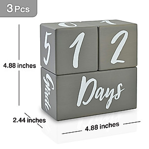 I'm Solid Wood Weekly Monthly Yearly Baby Milestone Age Blocks, Gender Neutral, Newborn Gifts & Keepsakes for Picture Props (3 Pcs/Grey)