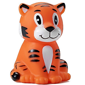 Mini Zoo Animals - (Pack of 12) Vinyl Rubber Jungle Safari Animal Figures, Squeezable Bath Tub Toys for Kids, Baby Shower, Birthday Party Supplies, Favors, Cake Decor, Table Decorations