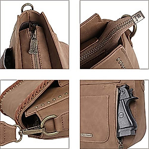 Womens Leather Purse Hair on Hide Handbag Concealed Carry Shoulder Bag Brown TR128G-918BR